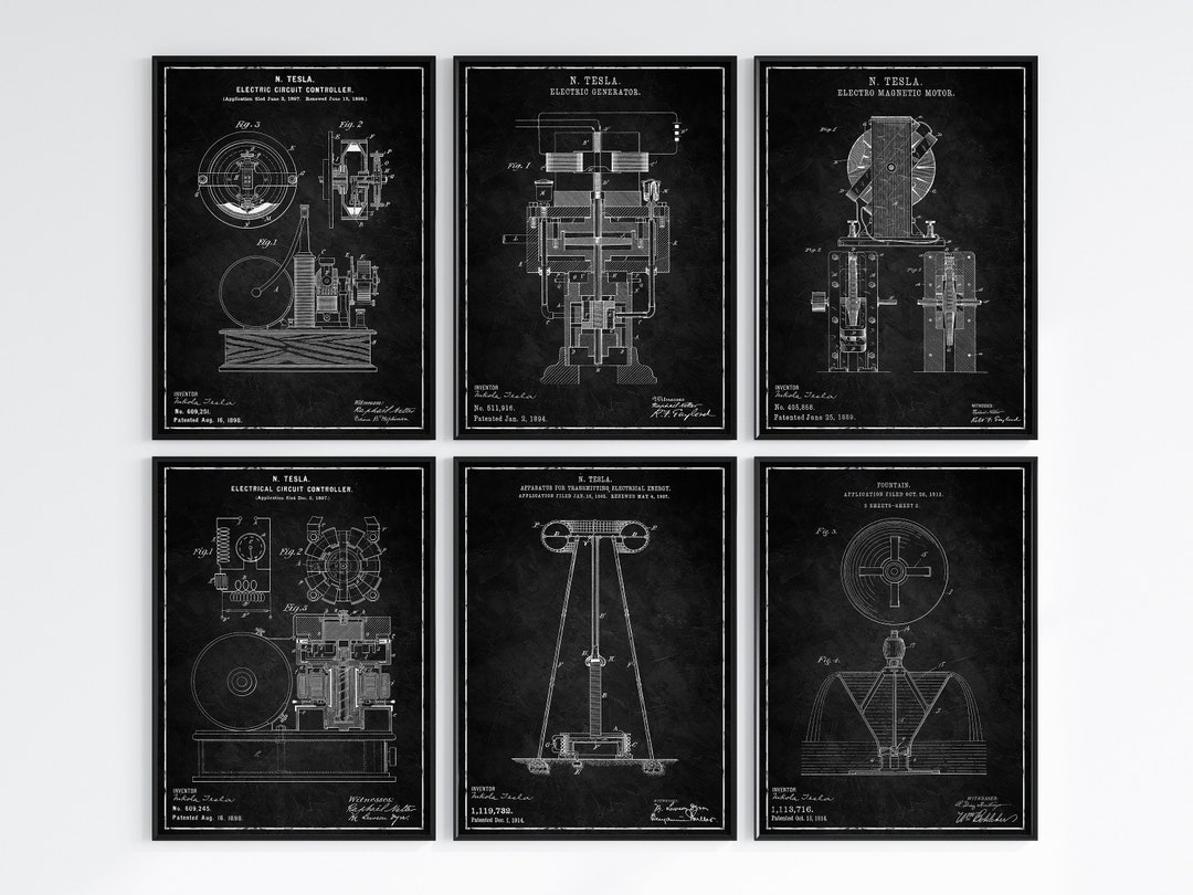 Tesla Invention Posters, Vintage Blueprints, Engineering Posters ...