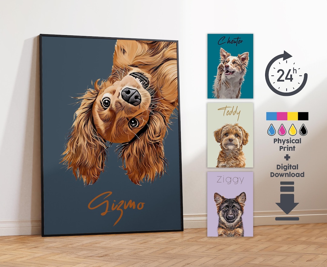 Custom Dog Portrait , Dog Portrait Print, Digital Dog Portrait, Dog ...