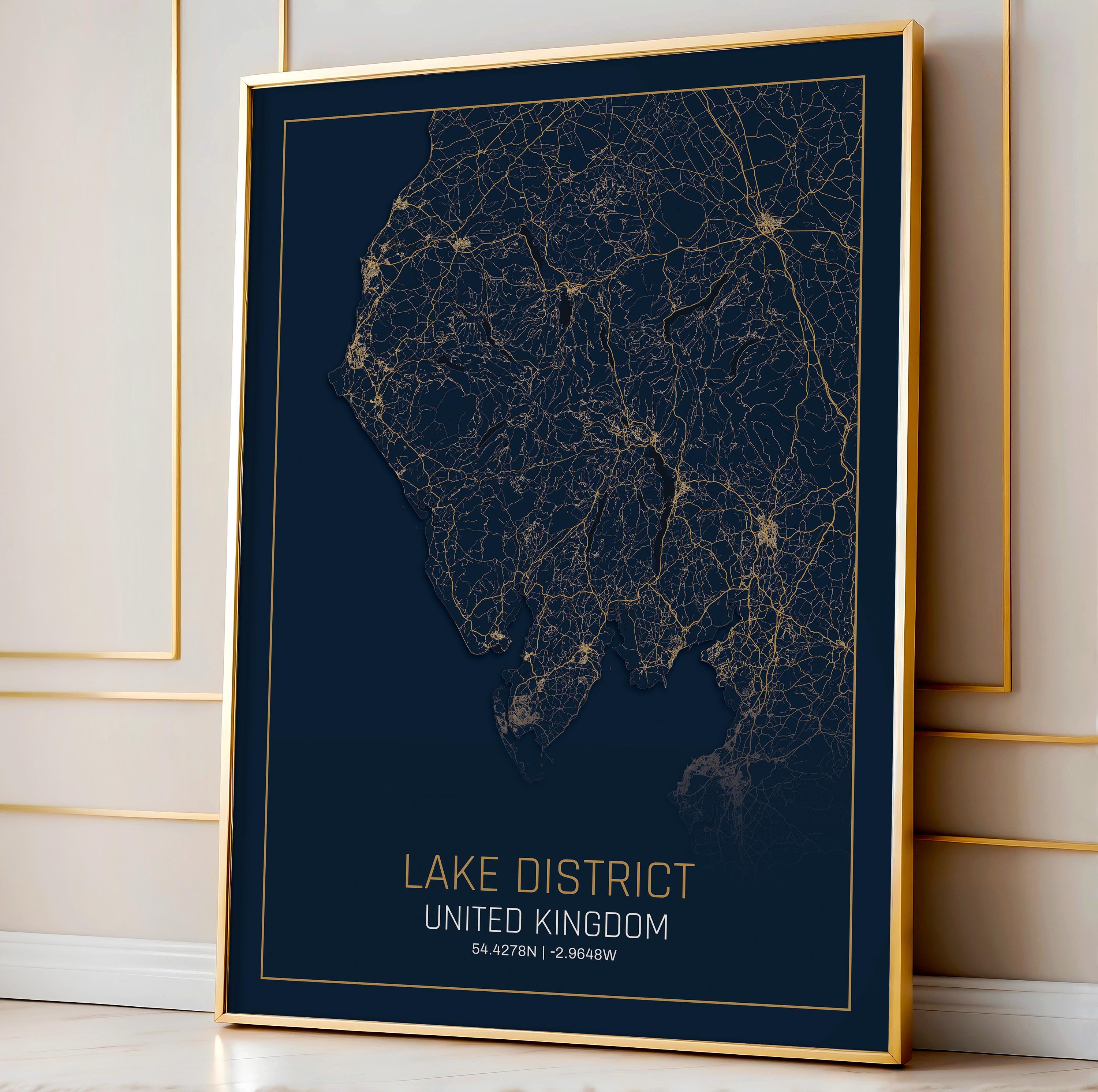 Lake District Map Poster, Hikers Gift, Outdoors Gift Idea, Map of Lake ...