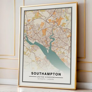Southampton Map Print, Custom City Map, Housewarming Gift, Travel Lover ...
