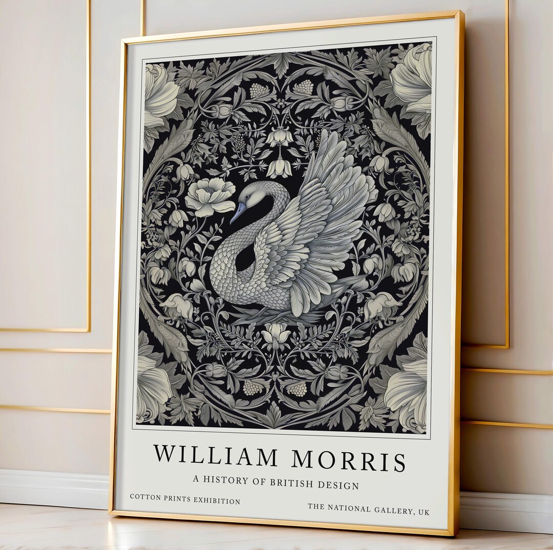 Swan Print, William Morris Print, Textile Print, Gift for Her, Wall Art ...