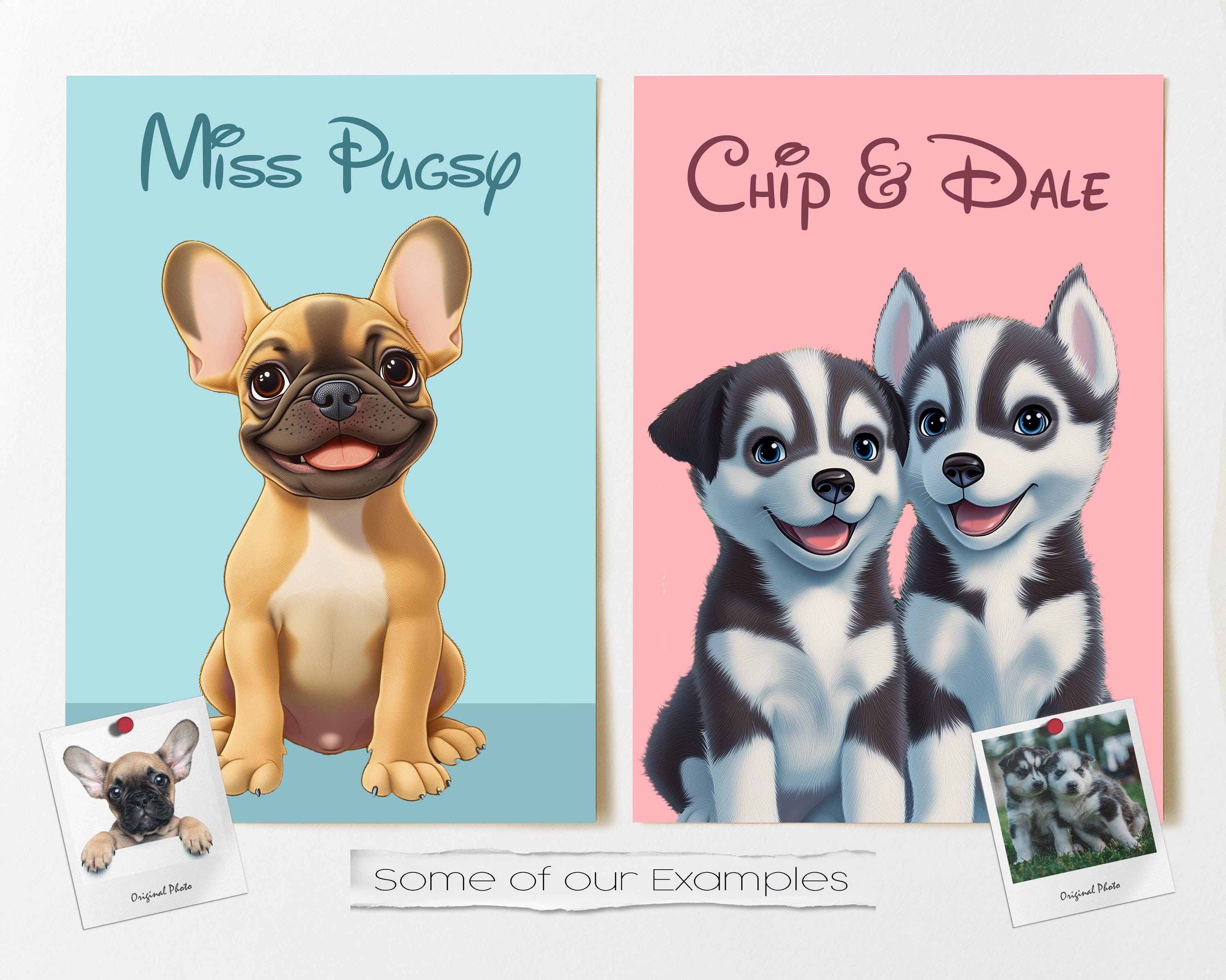Disney Style Dog Portrait Print, Custom Dog Portrait, Digital Dog ...