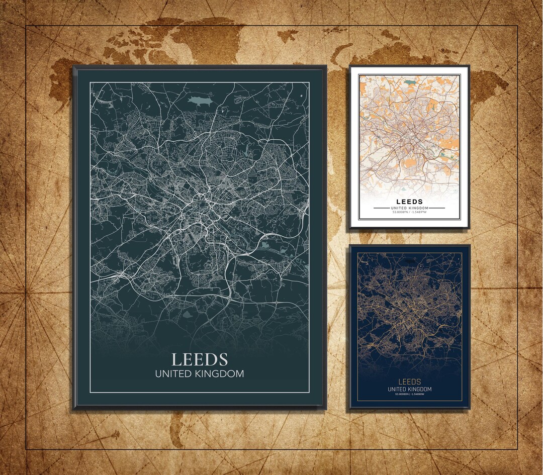 Custom City Map Poster, Leeds City Map Print, Housewarming Gift ...