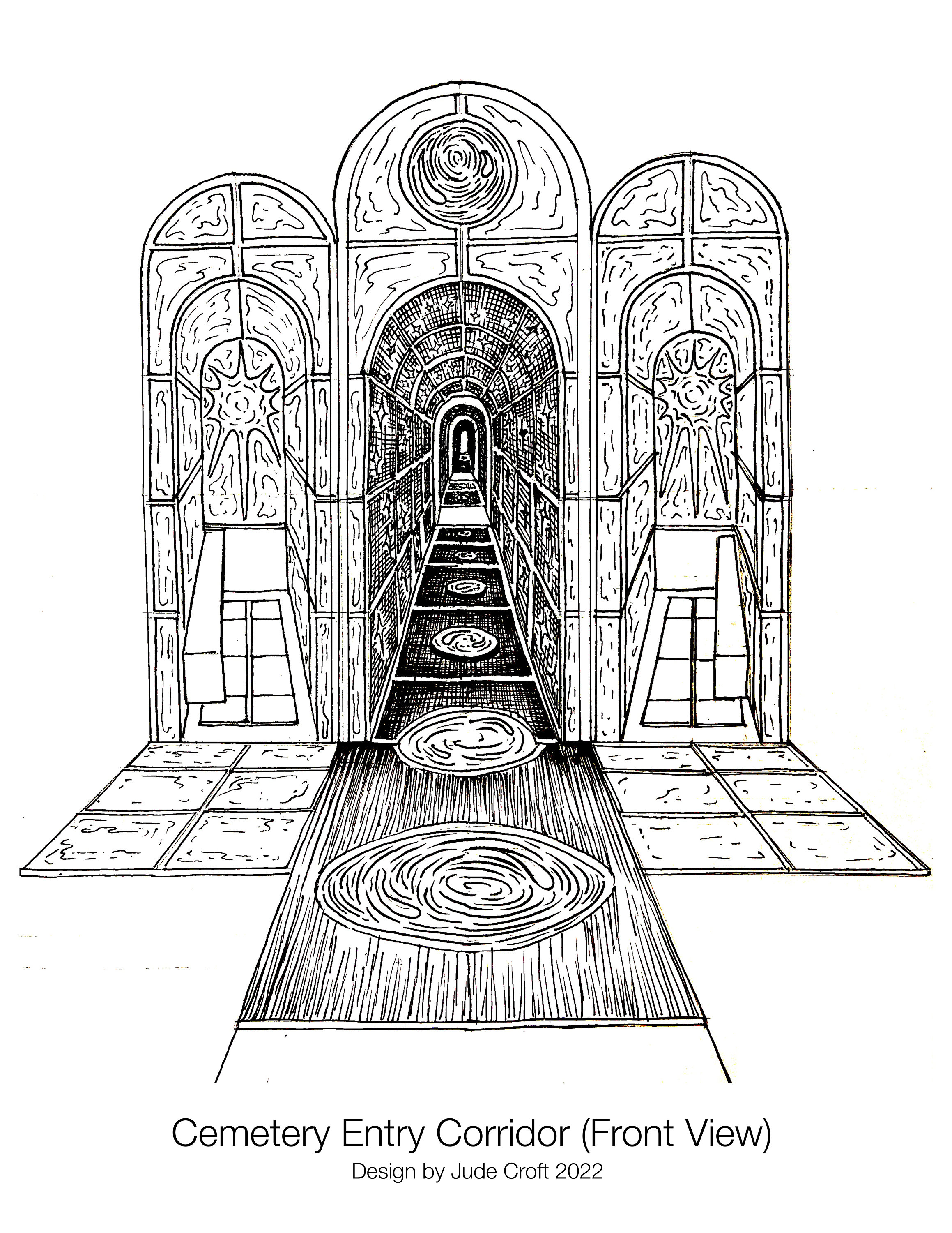 Cardstock Prints: Cemetery Entry Corridor and Apotropaic Image Drawings ...