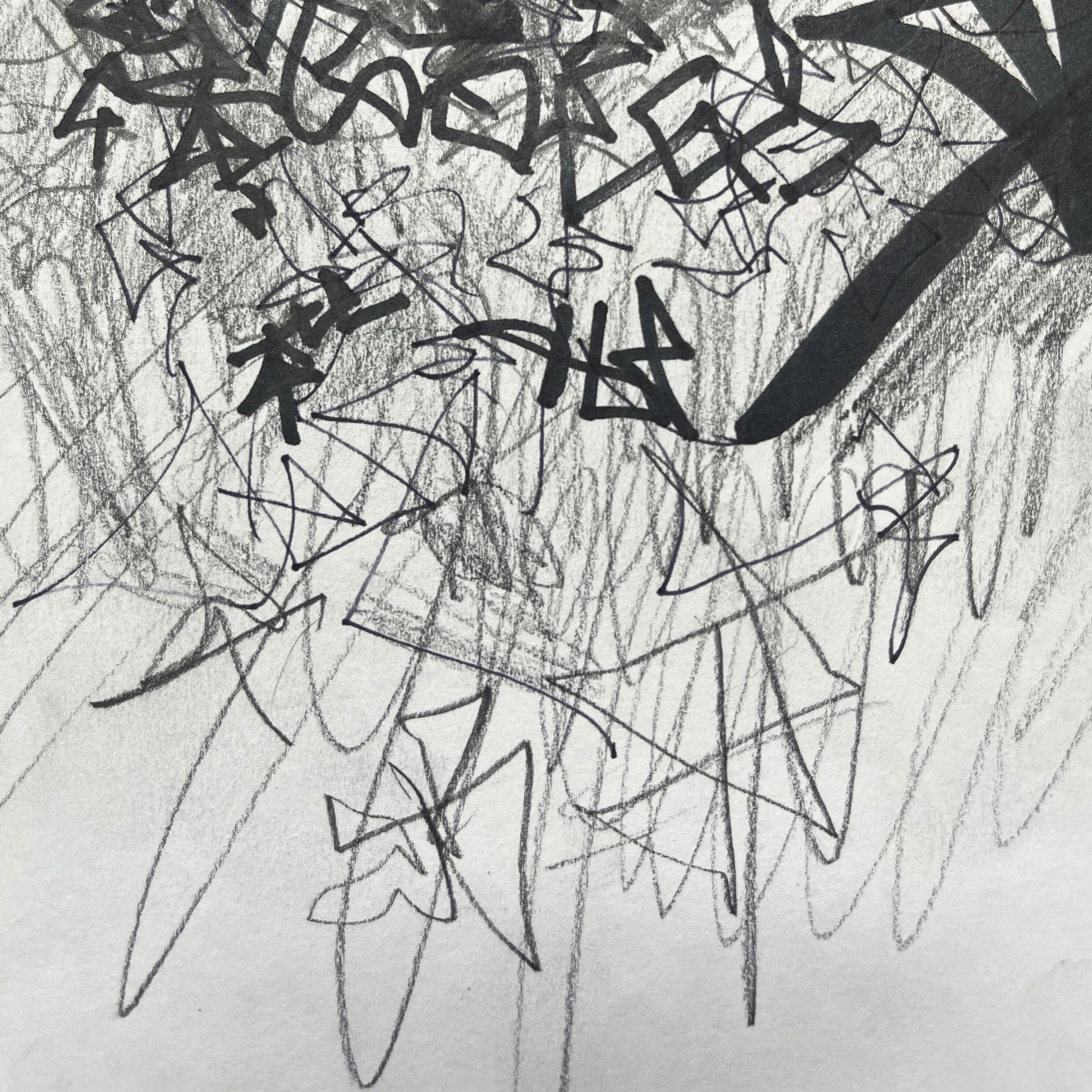 Black, White and Graphite Original Abstract Drawing 5.5"x8.5" - Etsy
