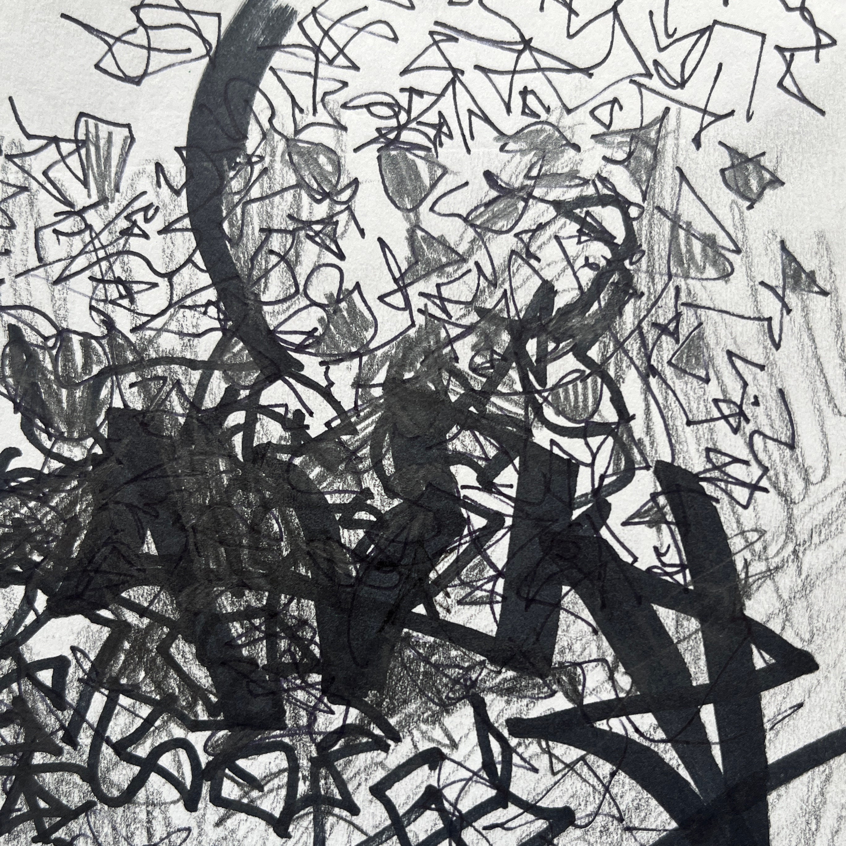 Black, White and Graphite Original Abstract Drawing 5.5"x8.5" - Etsy