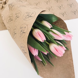 Custom Fresh Flower Bouquet Wraps | Your Business or Event Logo | Brown ...