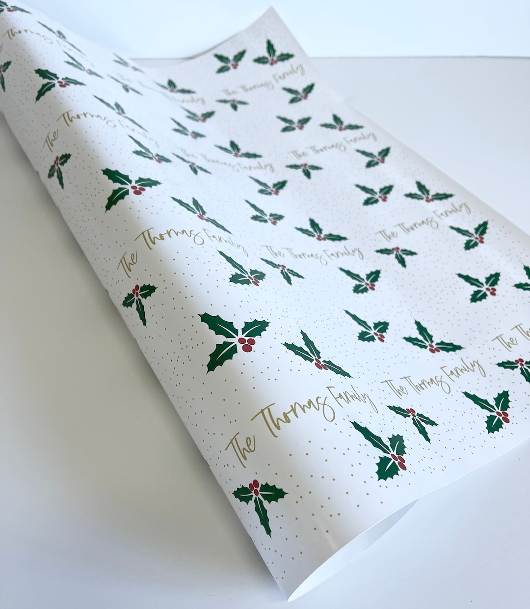 Personalized Christmas Holly Wrapping Paper - Etsy