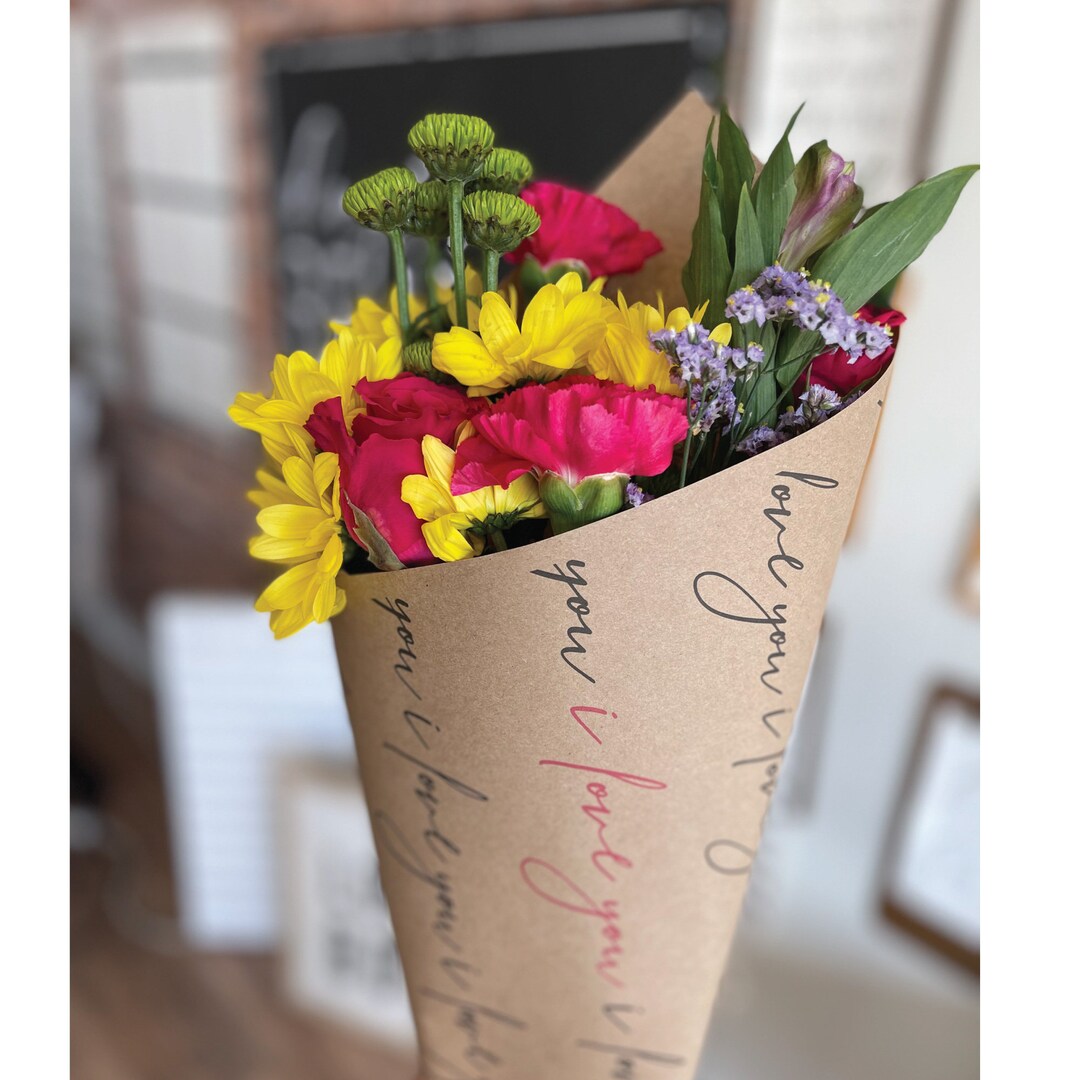 I Love You | Fresh Flower Bouquet Wraps - Etsy