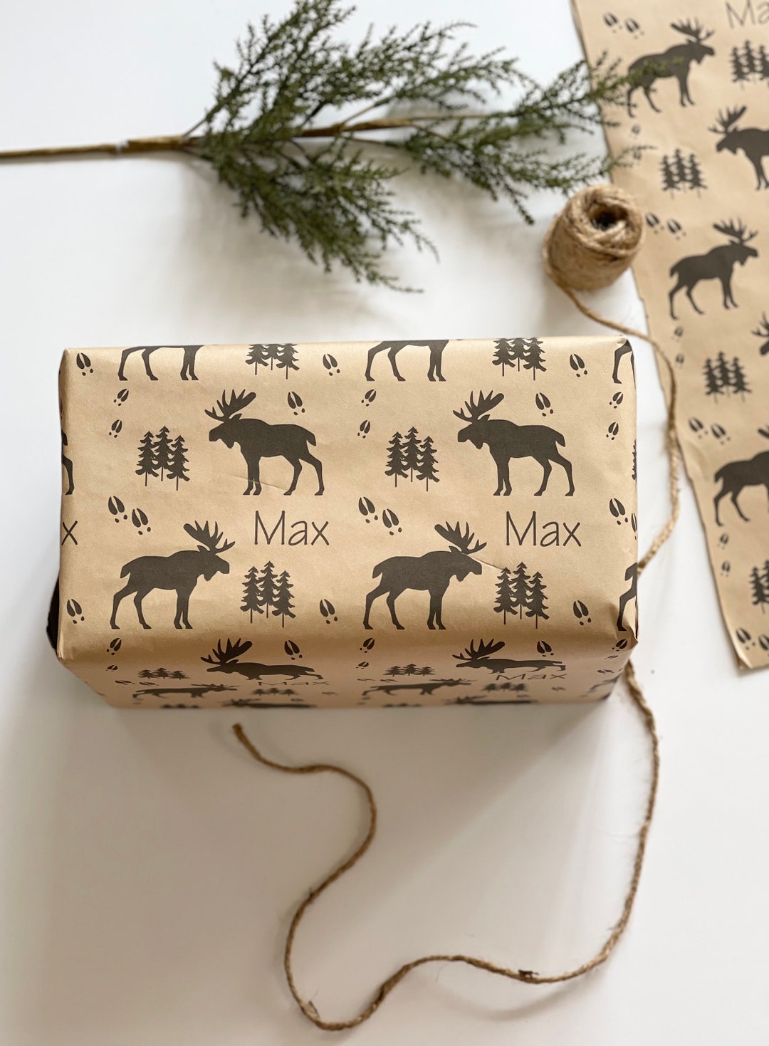 Modern Moose Wilderness Gift Wrap on Kraft Paper - Etsy