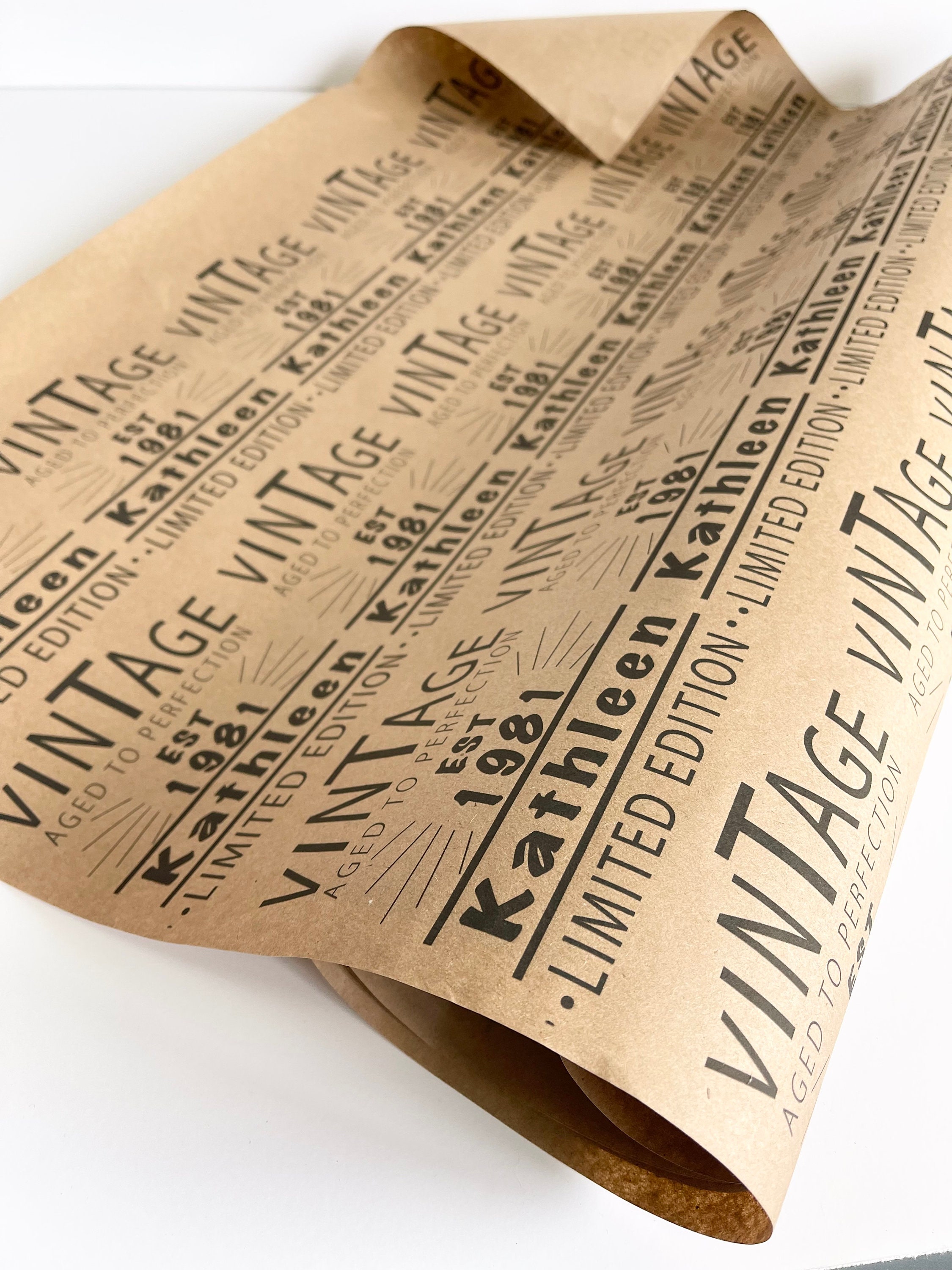 Personalized Vintage Style Birthday Wrapping Paper, Customize With Your ...