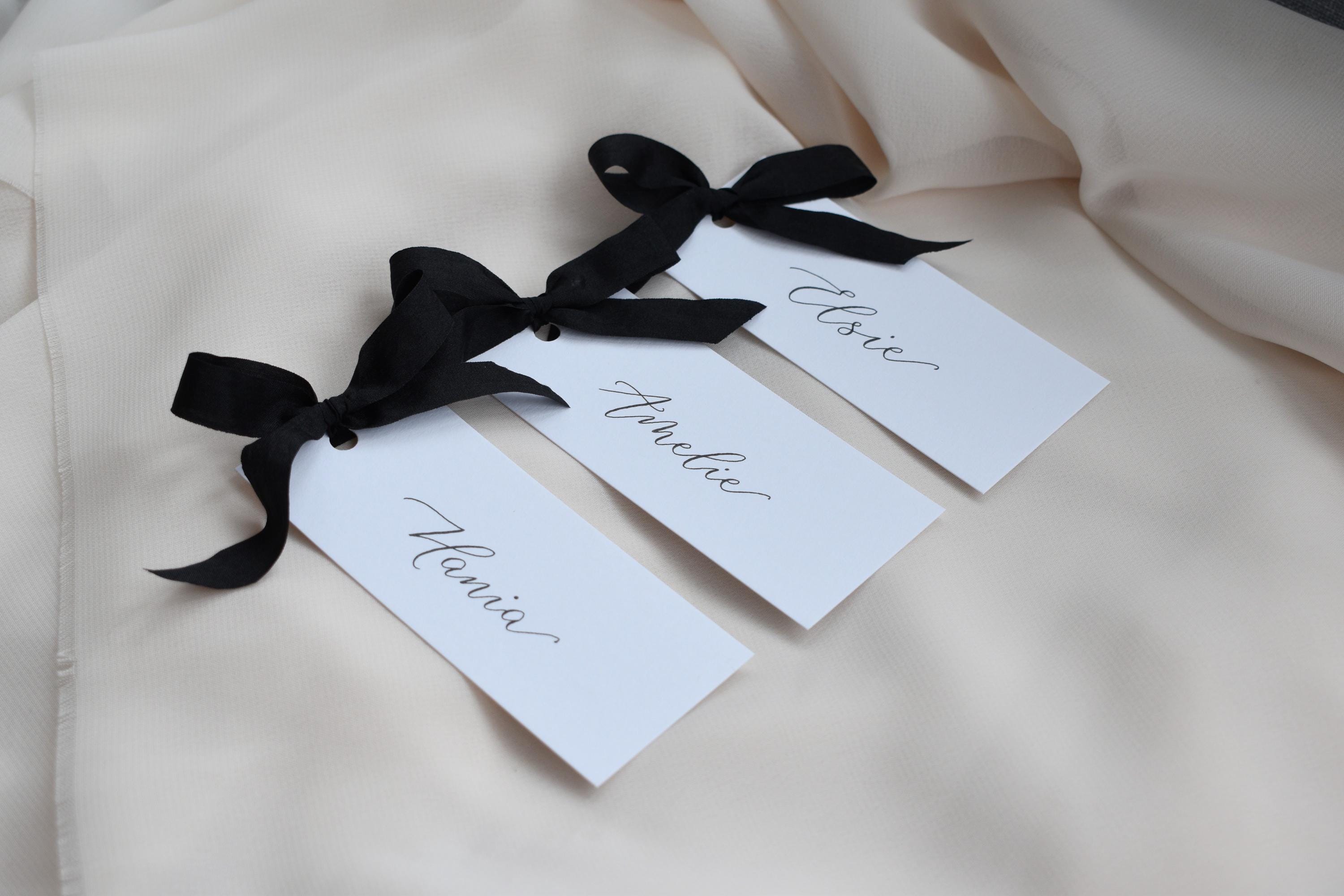 Wedding Place Card With Ribbon, Handwritten Place Name, Bow Place ...