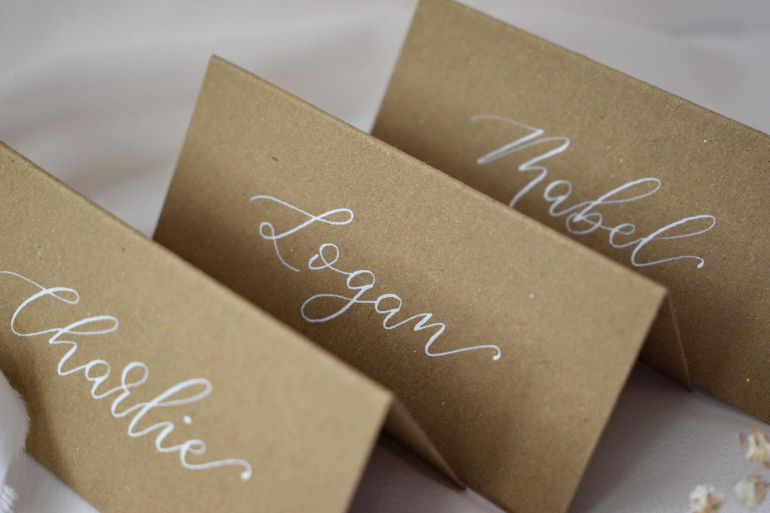 Rustic Wedding Place Cards, Handwritten Calligraphy Place Cards ...