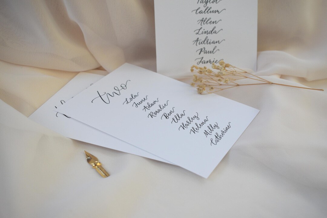 Wedding Table Plan Cards, Handwritten Wedding Seating Plan, Wedding ...