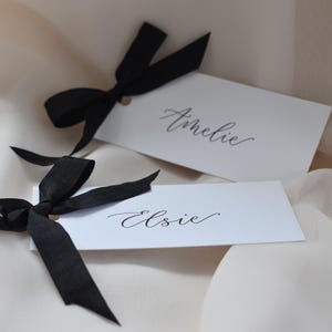 Wedding Place Card With Ribbon, Handwritten Place Name, Bow Place ...