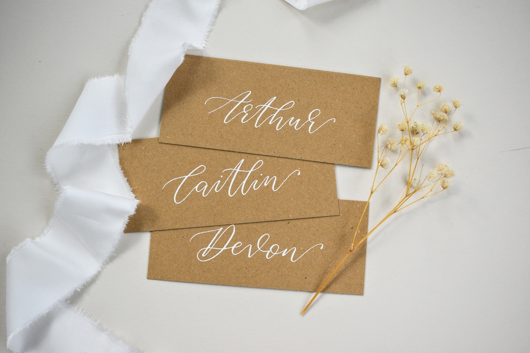 Wedding Place Name Cards, Handwritten Calligraphy Place Cards, Wedding ...