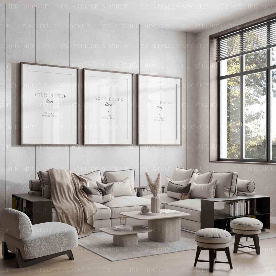 Frame Mockup in Home Interior | High Quality Wall 3 Frame Mock Ups ...
