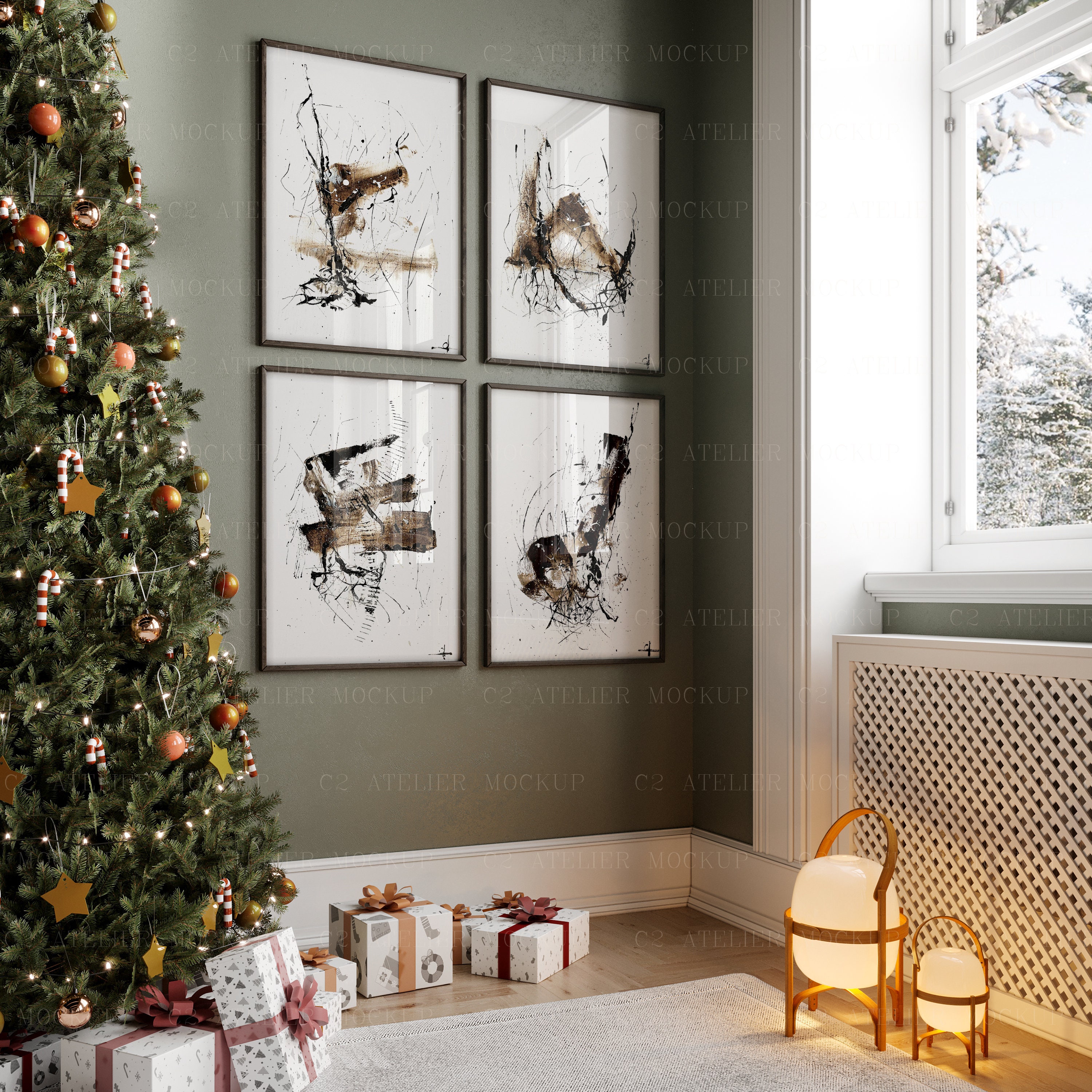 Christmas Holiday 4 Mock Up Frames High Quality Wall Mock Etsy