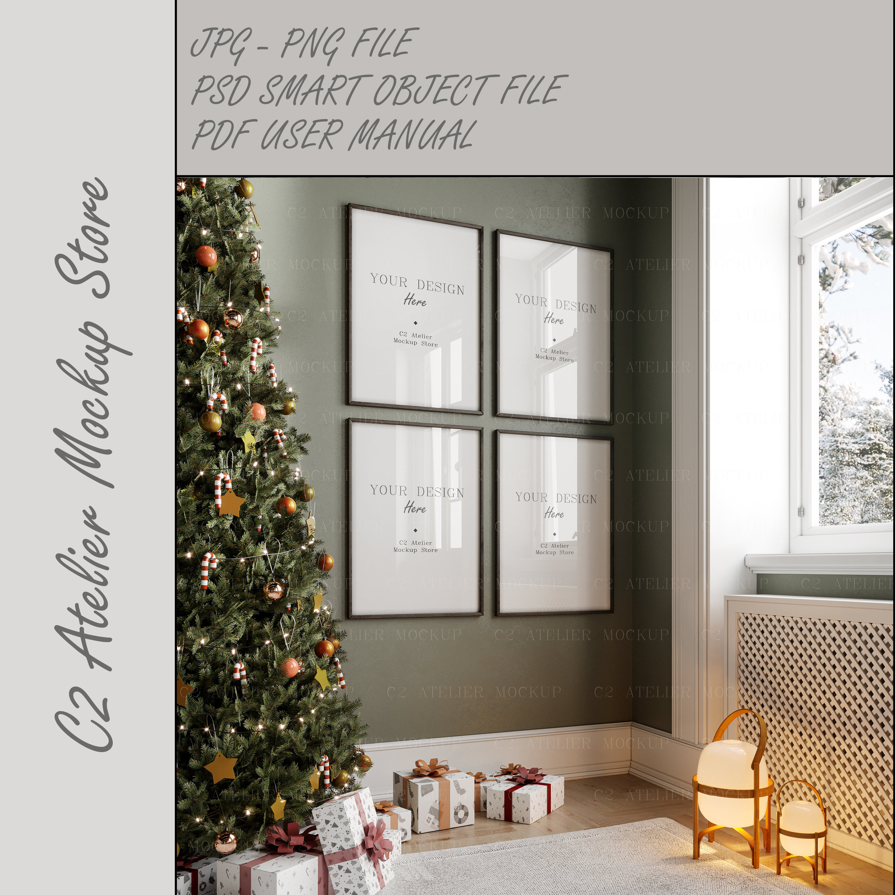 Christmas Holiday 4 Mock up Frames High Quality Wall Mock - Etsy