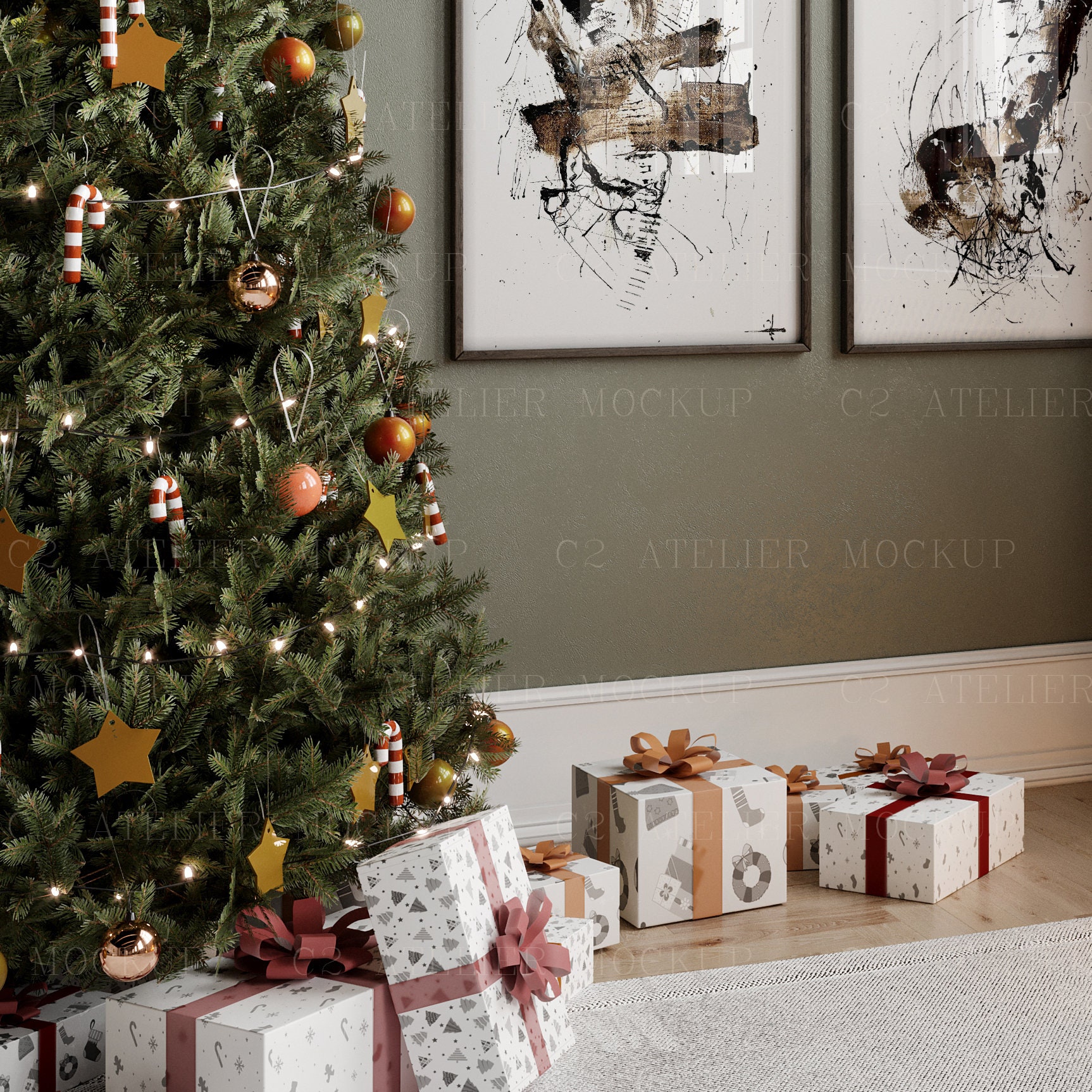 Christmas Holiday 4 Mock up Frames High Quality Wall Mock - Etsy