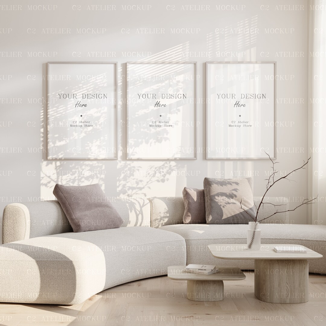 3 Frames Mockup in Home Interior - Digital Wall Mock up Gallery for ...