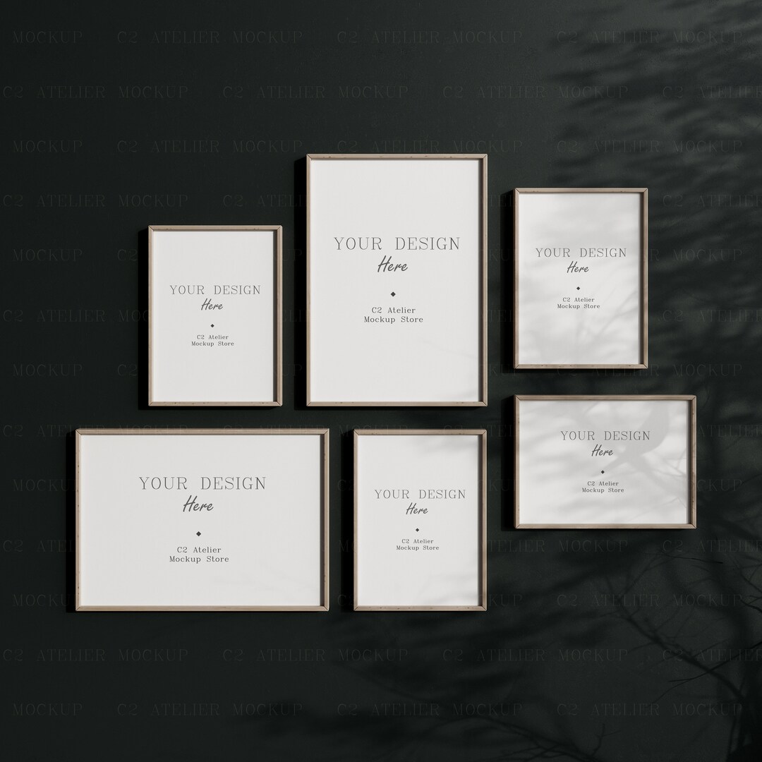 6 Wall Gallery Mock Up Frames High Quality Wall Mock Up With Shadows