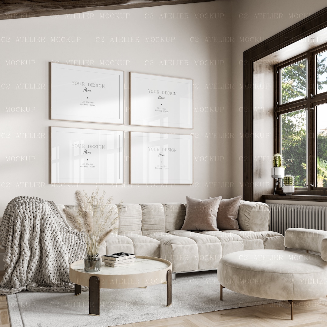 4 Horizontal Mockup Frame - High Quality Landscape Wall Mock up ...