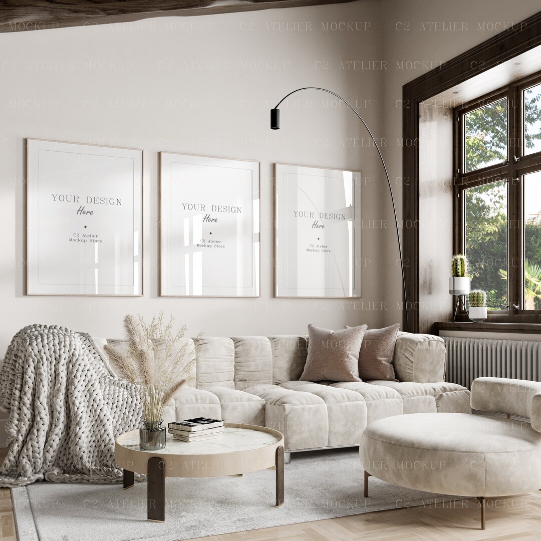 Modern Interior Wall Frame Mockup: 3 Frames (digital Download) - Etsy