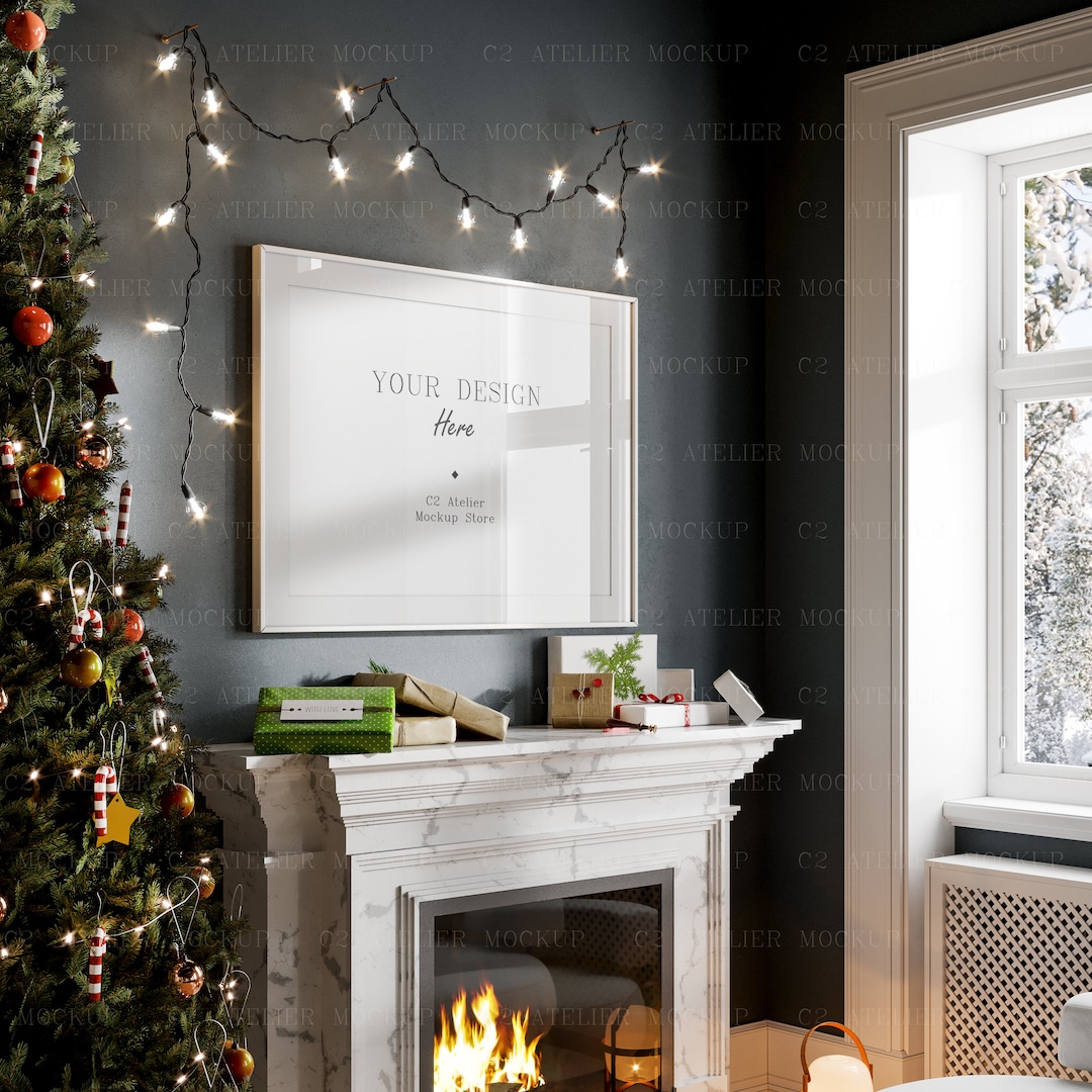 Horizontal Christmas Holiday Mock up Frame - High Quality Wall Mock Ups ...