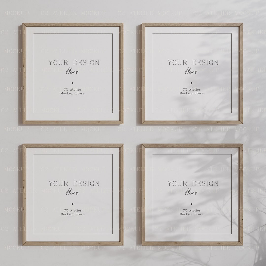 4 Square Wall Mock up Frames, High Quality Wall Mock up With Shadows ...