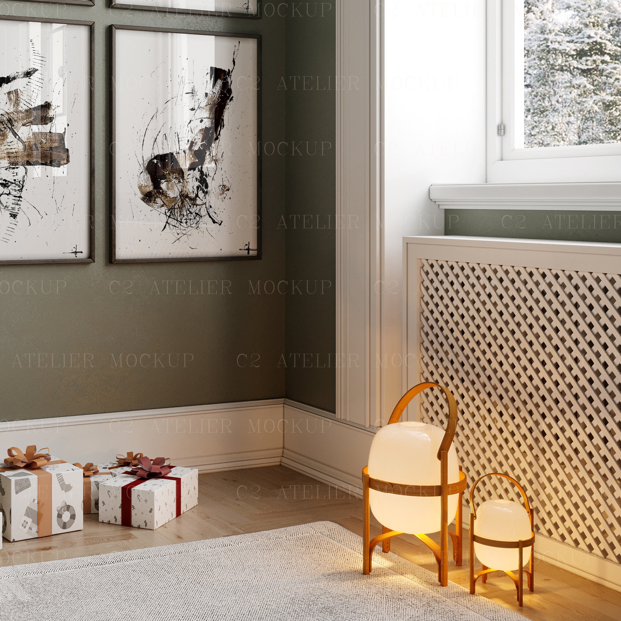 Christmas Holiday 4 Mock Up Frames High Quality Wall Mock Etsy