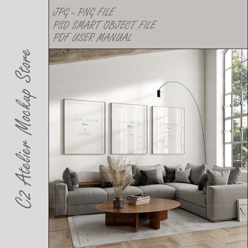 3 Wall Frame Mockup: Modern Interior, Styled Mockup (digital Download ...