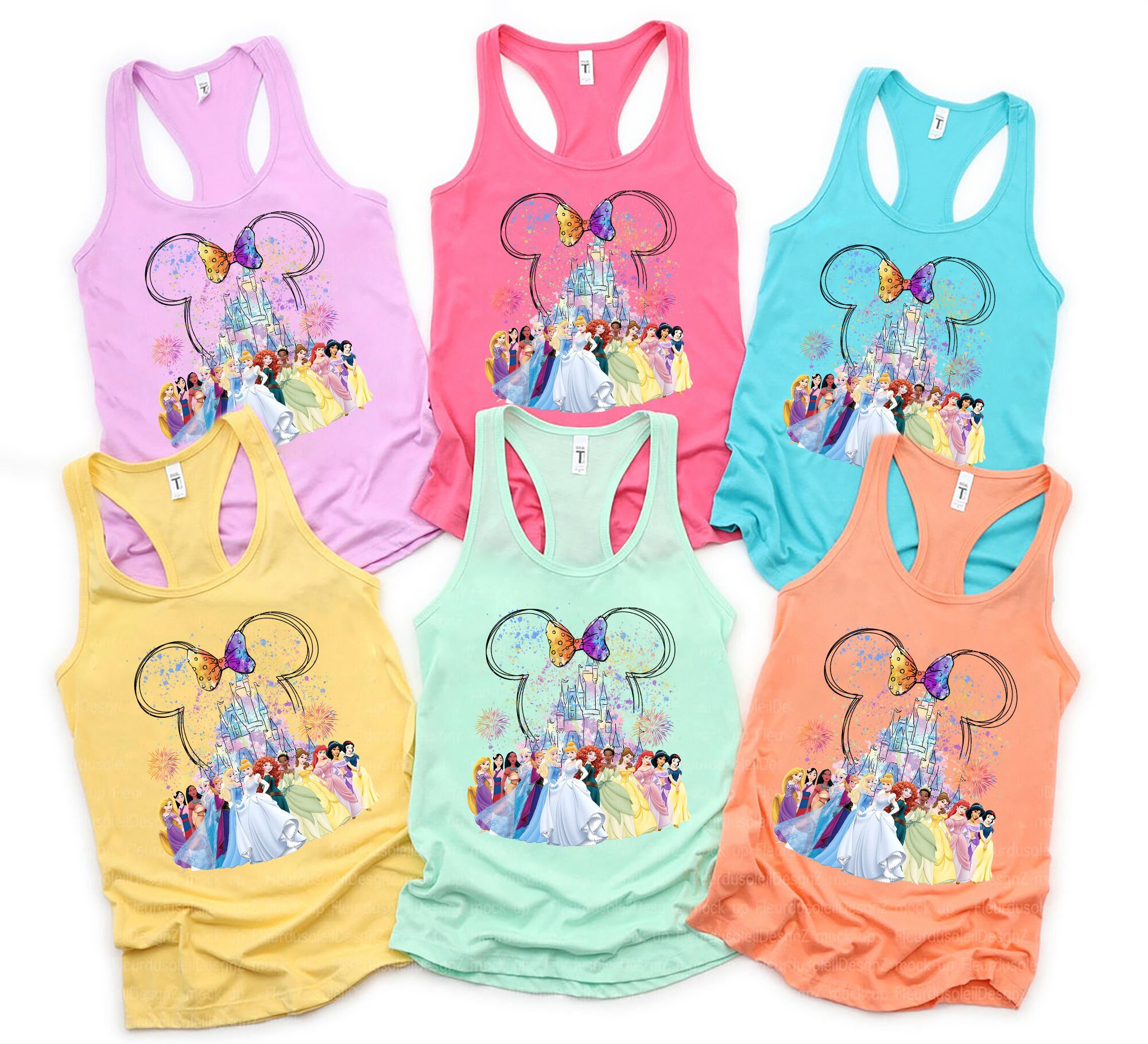 Disney Princess Tank Watercolor Castle Tank Princess Tank - Etsy