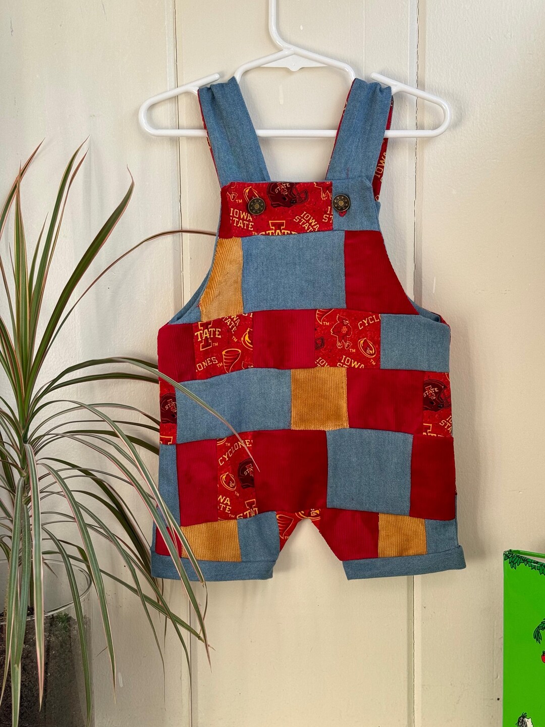 Iowa State Todder Overalls Denim Patchwork Dungarees - Etsy