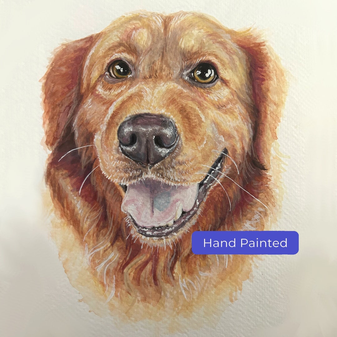 100% Hand-painted Pet Portrait From Photo, Custom Watercolor Art, Made ...