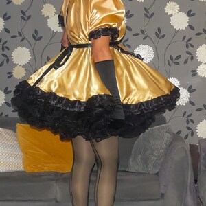 Traditional Style Gold Satin With Black Organza Trim French Maids ...