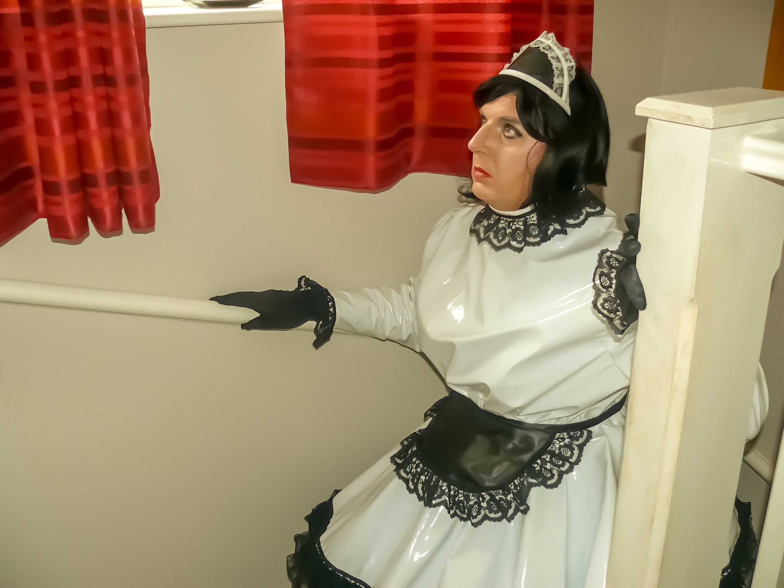 Stunning White PVC With Black Lace Lockable French Maids Uniform - Etsy UK