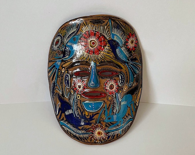 Mexican Pottery Hand-painted Clay Mask Hangable Vintage - Etsy
