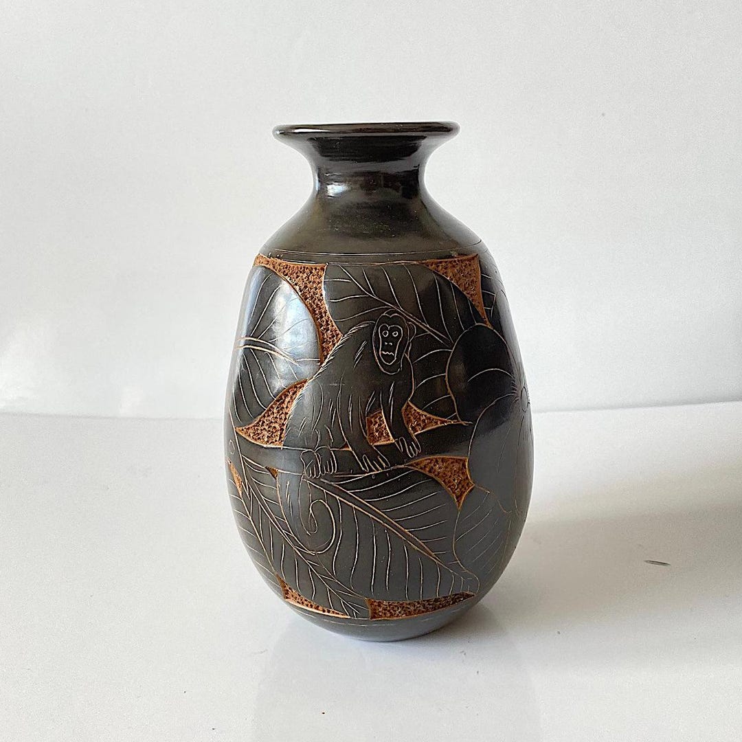Costa Rican Pottery Vase Wildlife In-relief Design Signed Vintage - Etsy