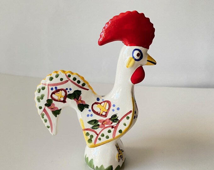 Deartis Ceramic Good Luck Rooster Figurine Made in Portugal. All White ...