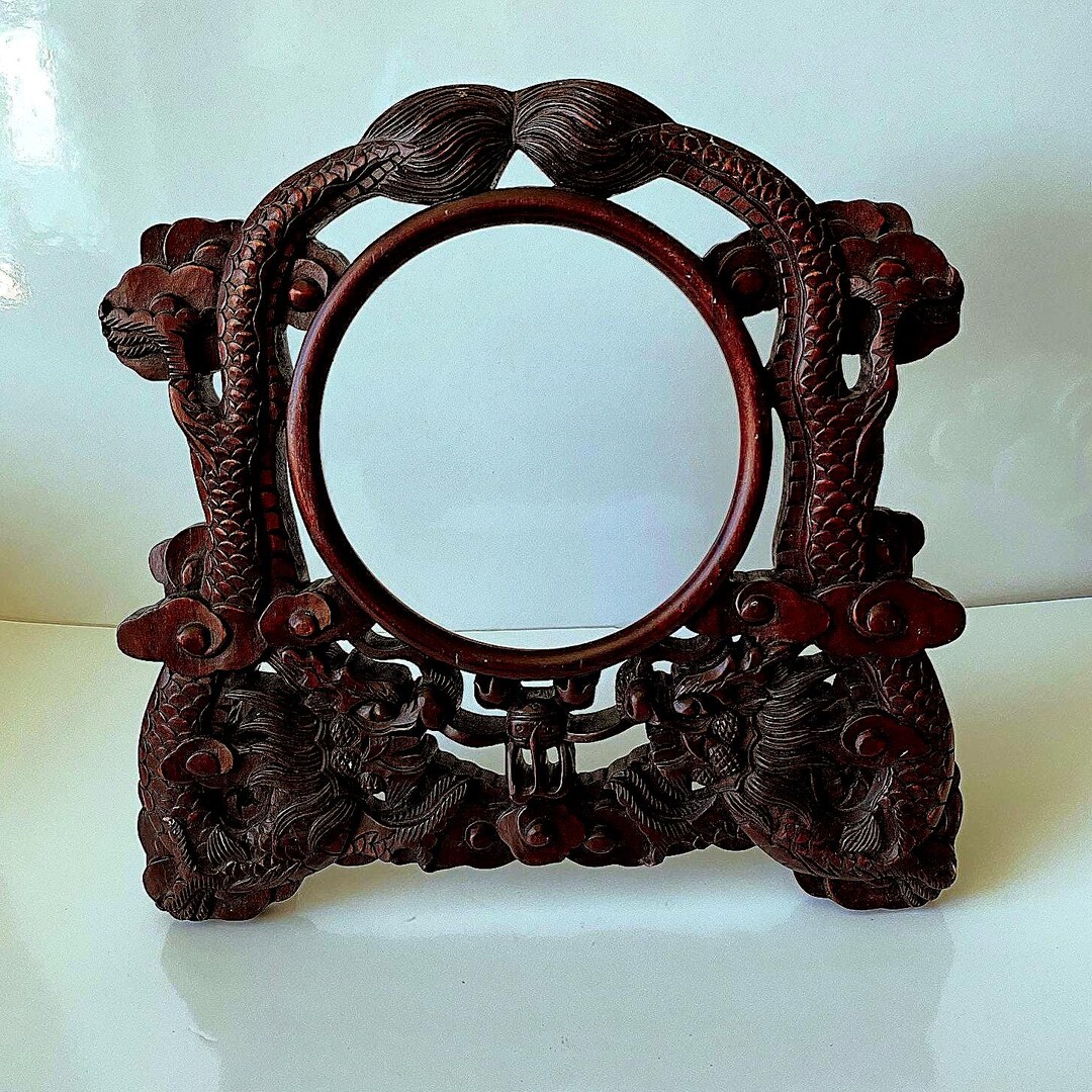 Vintage ORIENTAL DRAGON FRAME With Stands Elaborately Hand Carved in ...