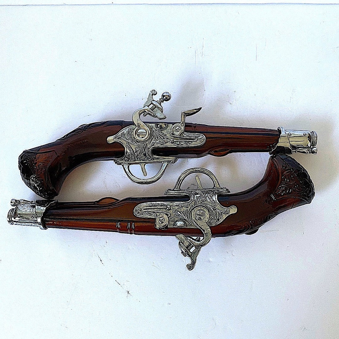 2 Duelling Pistol Shaped Cologne Bottles Empty Vintage - Etsy