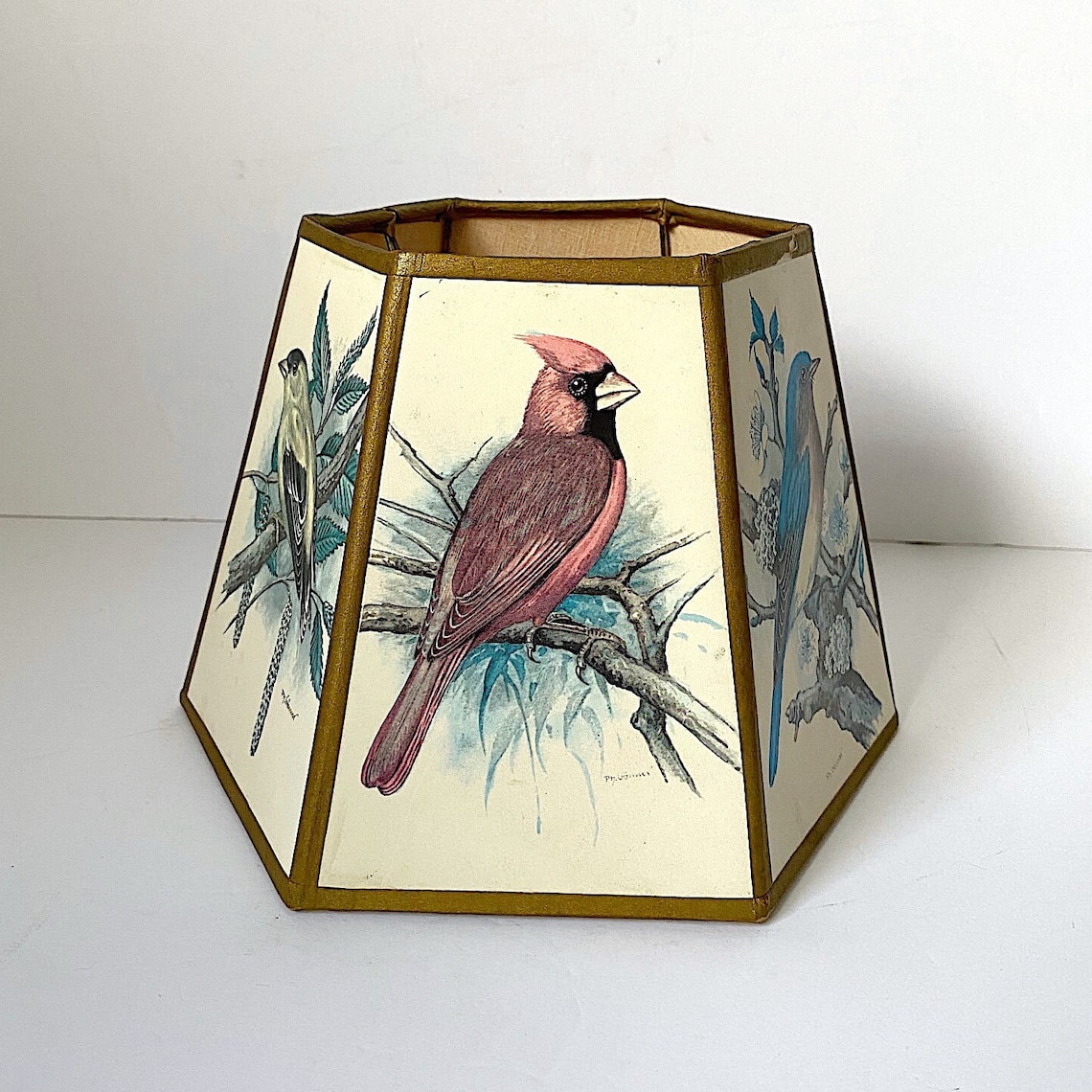 Ph. Gonner Bird Prints Art Lampshade Hexagonal Mid-century - Etsy