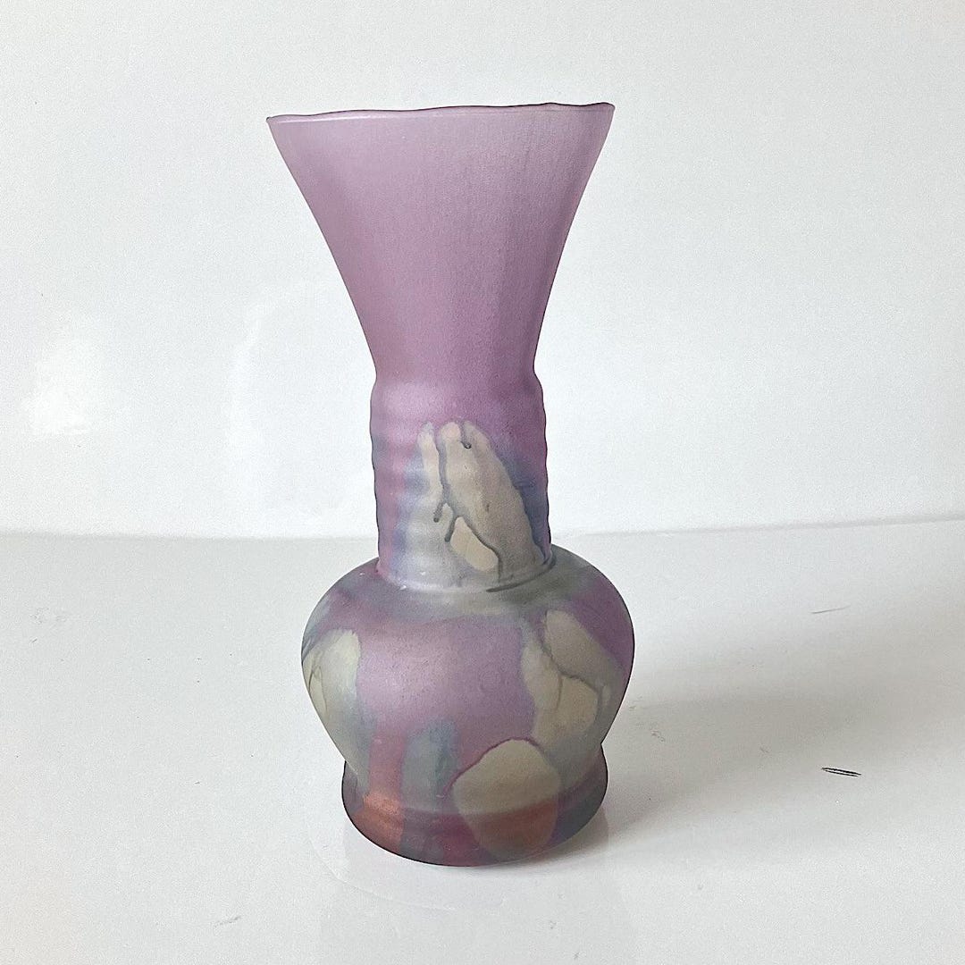 RUEVEN GLASS VASE by Nouveau Art Glass Handcrafted in Canada Vintage ...