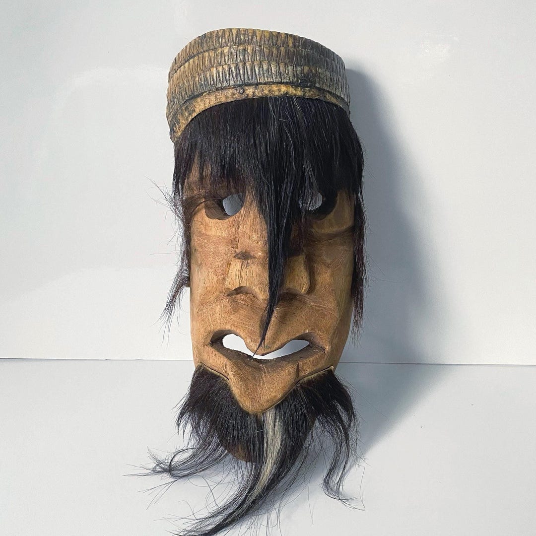 Tribal Oaxaca Dance Mask Hand Carved Wood With Armadillo Skin and Boar ...