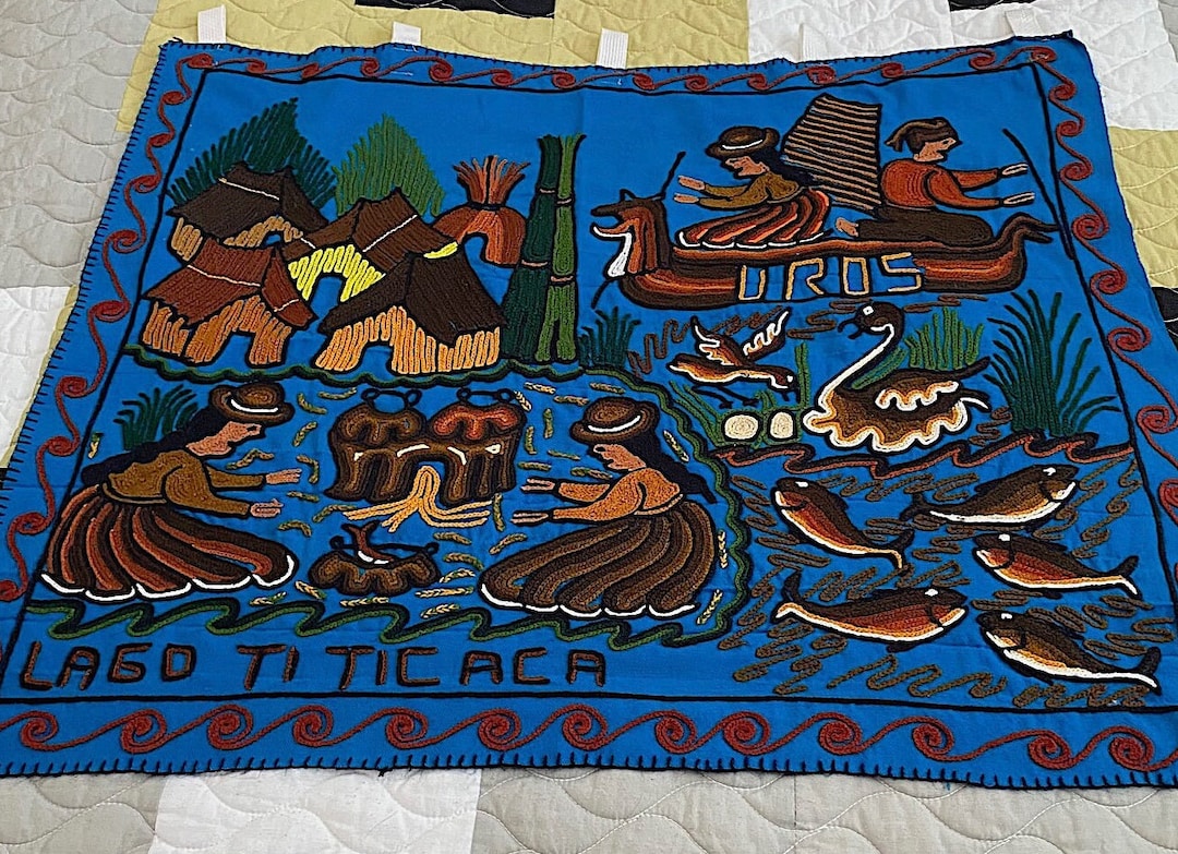 Peruvian INCA Folk Art Embroidered Wall Hanging Vintage - Etsy