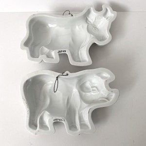 Vintage Cow and Pig Ceramic Molds Hangable Kitchen Decor - Etsy