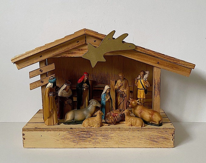 Vintage Nativity Scene 12 Pc Set With Crèche - Etsy