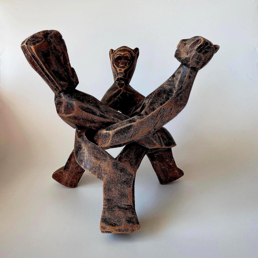 Vintage Wooden Unity Trio Interlocking Sculpture: African “circle of ...