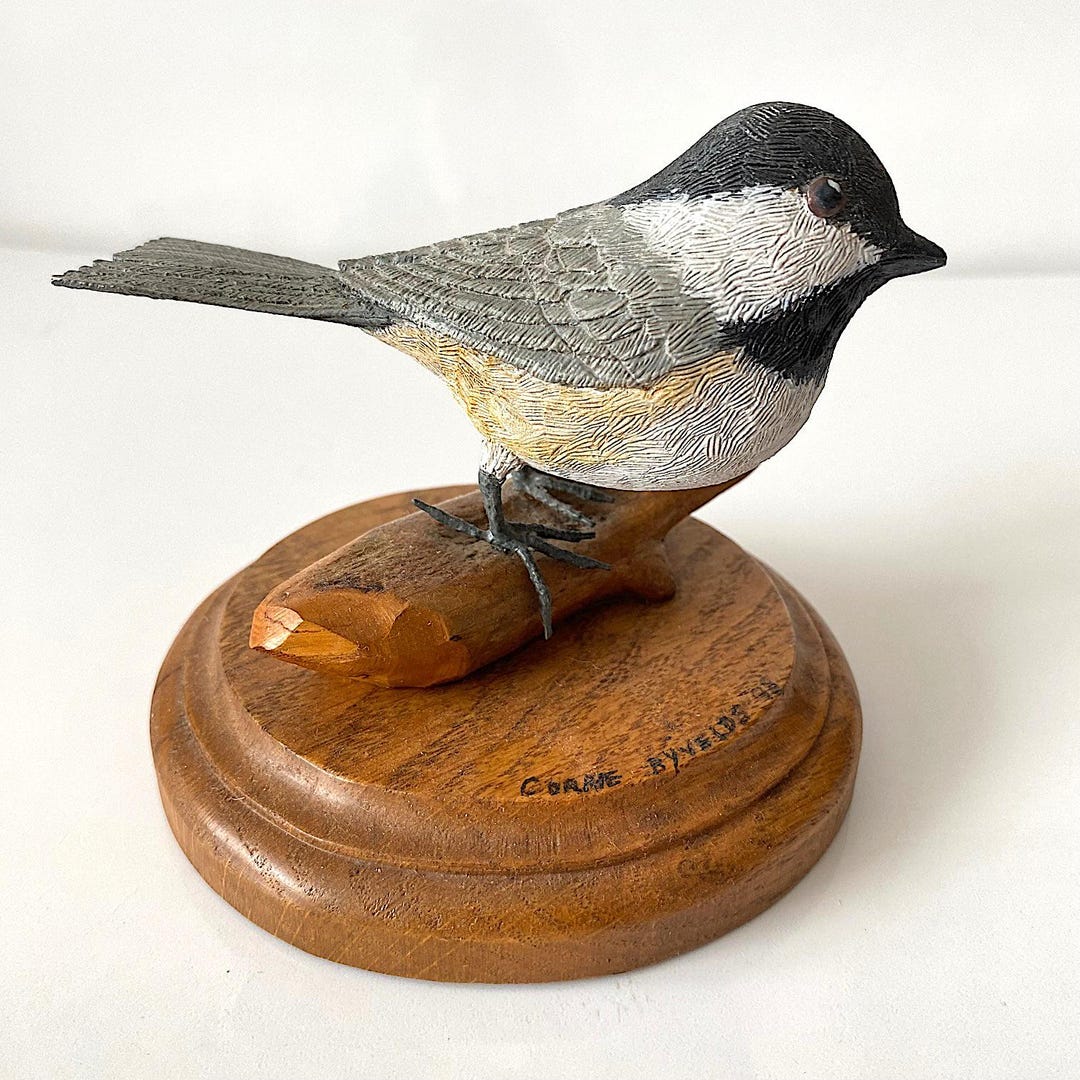Black-capped Chickadee Wooden Sculpture Artist Signed Dated 1998 ...